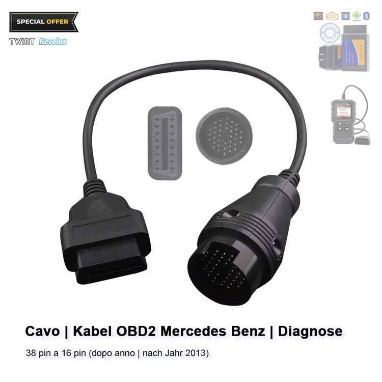 Diagnose Kabel Mercedes 38 Pin zu 16 ab Jahr 2003 OBD (Neu und ...