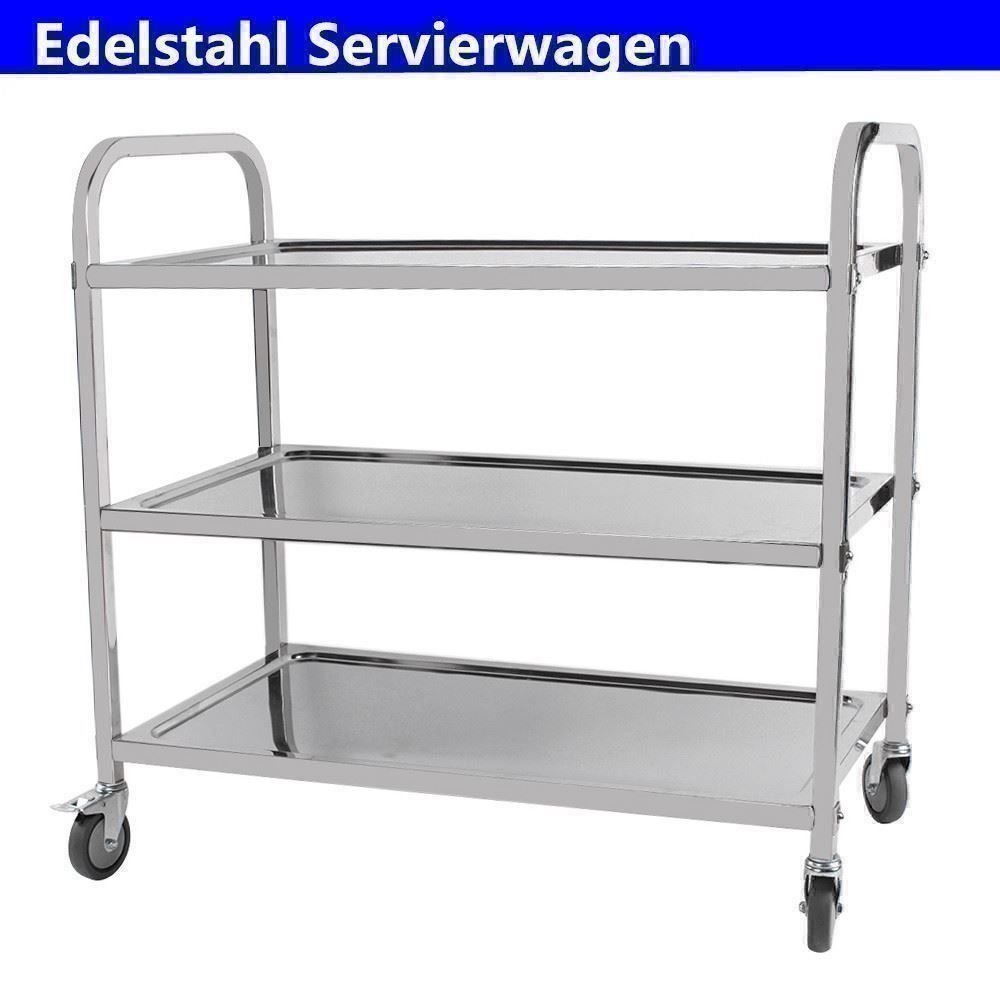 Edelstahl Servierwagen Transportwagen mit 3 Böden 4 Rollen (Neu (gemäss ...