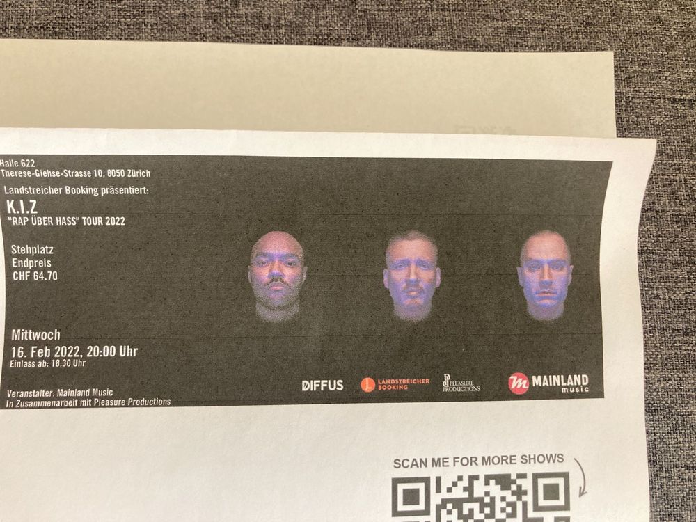 K.I.Z. „Rap über Hass“ Tour 2022, Zürich Halle622 07.09.2022 | Kaufen ...