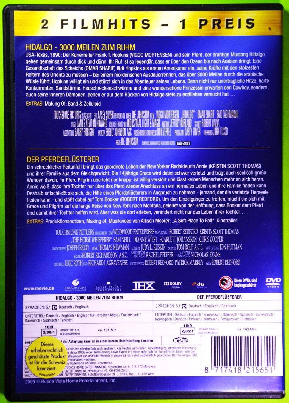 HIDALGO UND DER PFERDEFLÜSTERER / ZWEI GROSSARTIGE FILME ! (Neu (gemäss ...