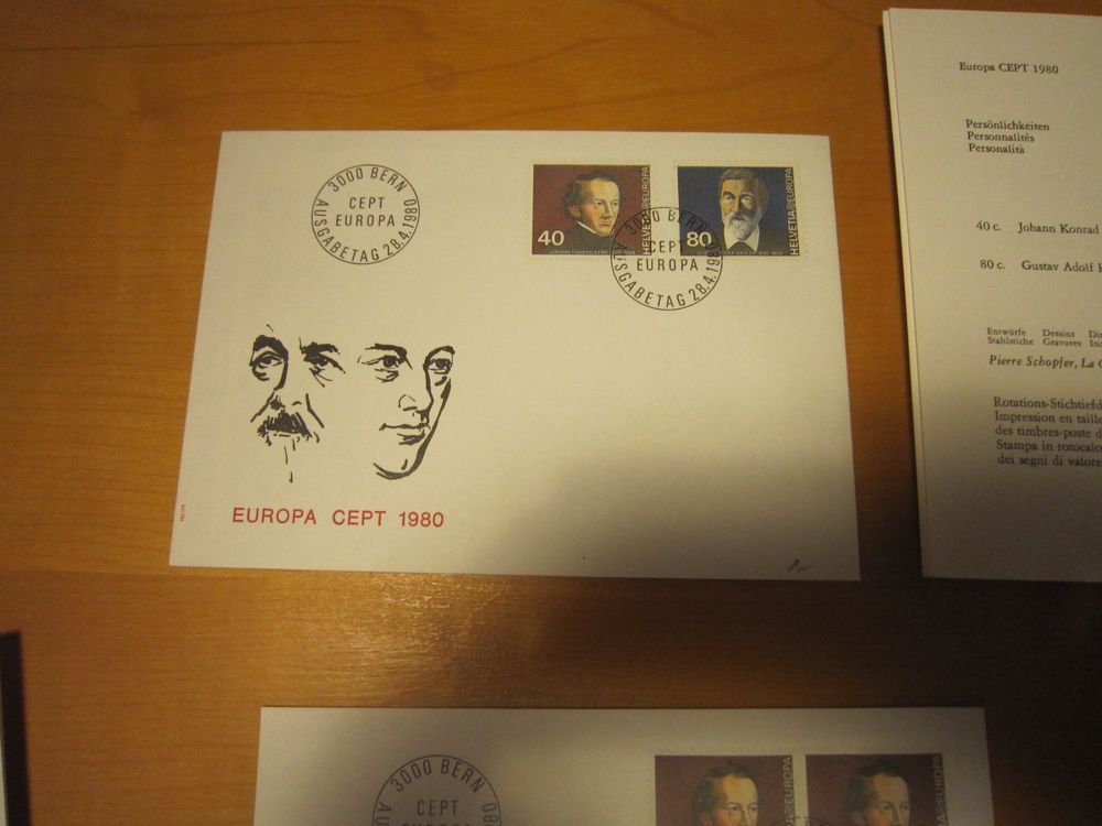 CH 1980 FDC EUROPA Serie und 4er und PTT Blatt AB NUR 75 RP (Gebraucht) in Gordola für CHF 0.75 ...