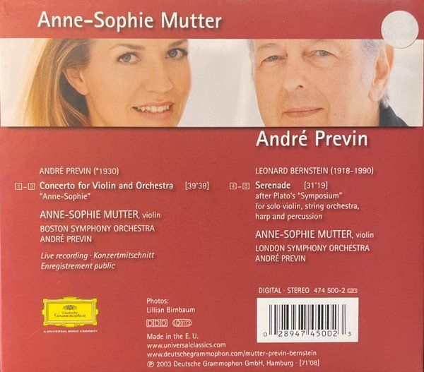 Anne Sophie Mutter - André Previn - Violin Concerto & Serena (D ...