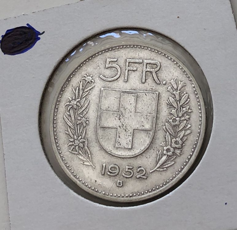5 Franken Schweiz, 1952, Silber (Gebraucht) in Arvigo für CHF 122 – mit Lieferung auf Ricardo kaufen