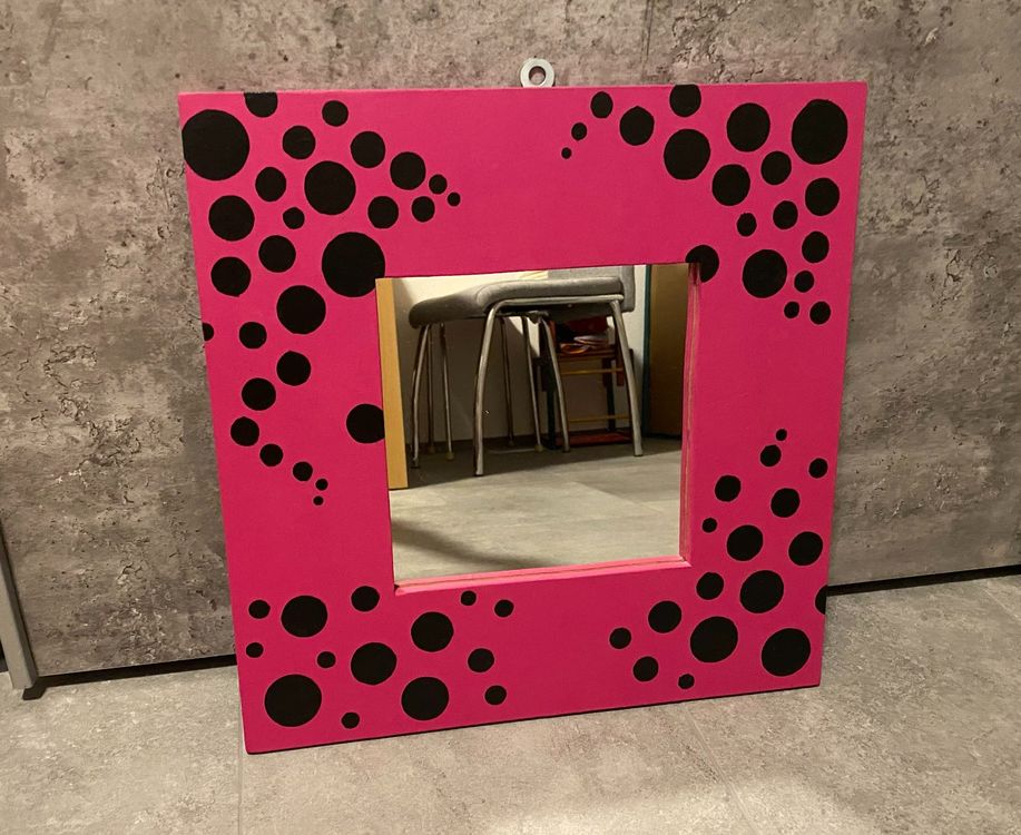 Toller Dekko-Spiegel pink mit Punkten - Hingucker! Handmade (Gebraucht ...