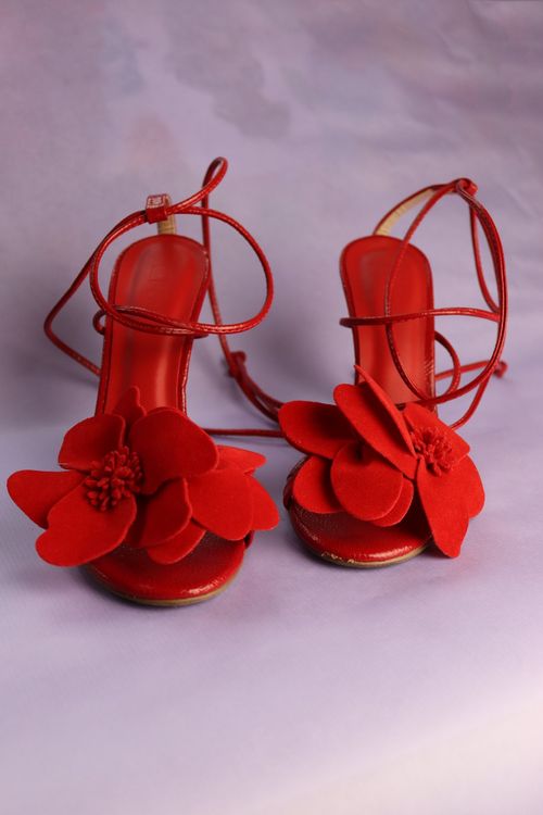 Red Floral Heels - Summer Style Statement, Size 38 (Neu (gemäss ...