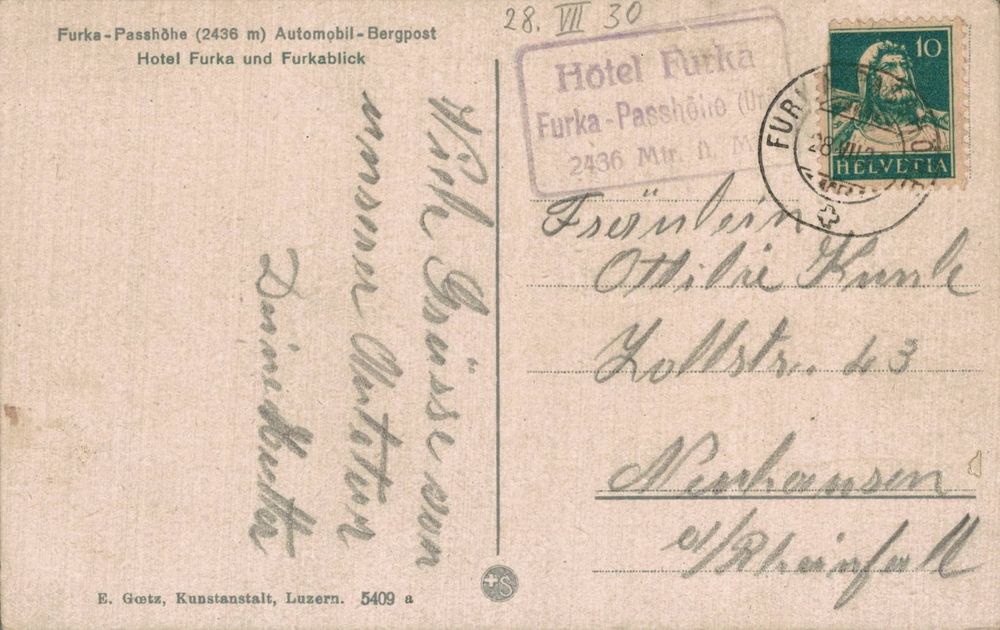 Postauto Furka-Pass Hotel Furkablick 1930 Automobil Bergpost (Gebraucht ...