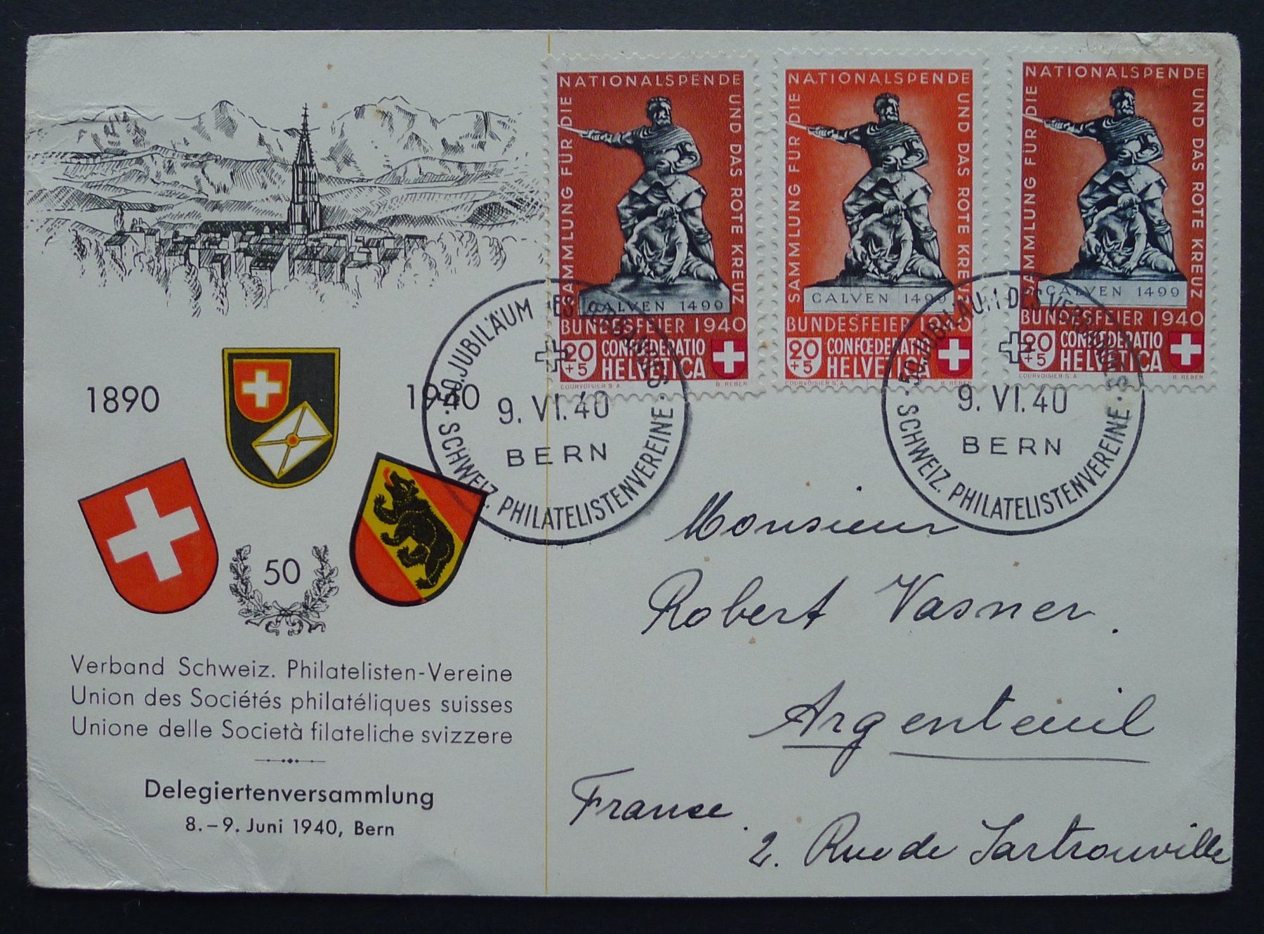 B5, B5c und B7, alle Varianten auf einer Karte, BERN 1940 (Gebraucht) in Ebikon für CHF 31 – mit ...