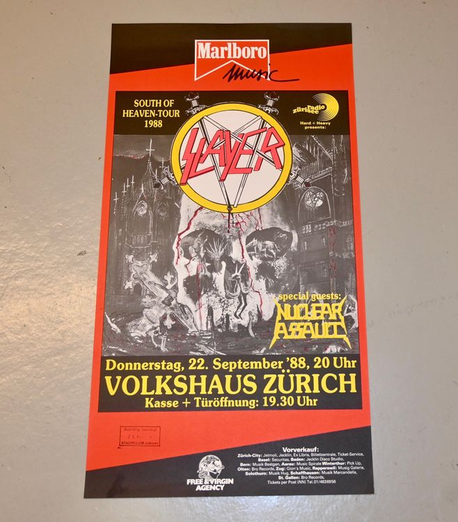 Orginal Plakat 1988 SLAYER Nuclear Assault VH Zürich (Gebraucht) in ...
