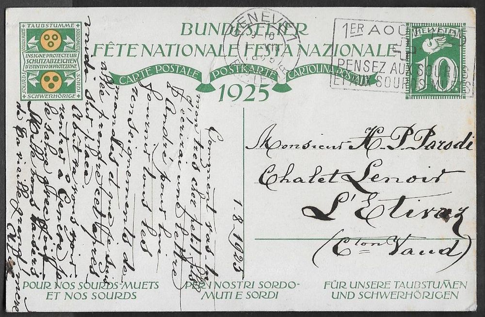 1925 BF Karte Nr. 42 MSD Genève Maschinen-o franz top ab 1.- (Gebraucht ...