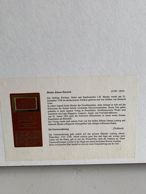 Johann Heinrich BLEULER (1758-1823)Umrissradierung Coloriert | Kaufen auf Ricardo