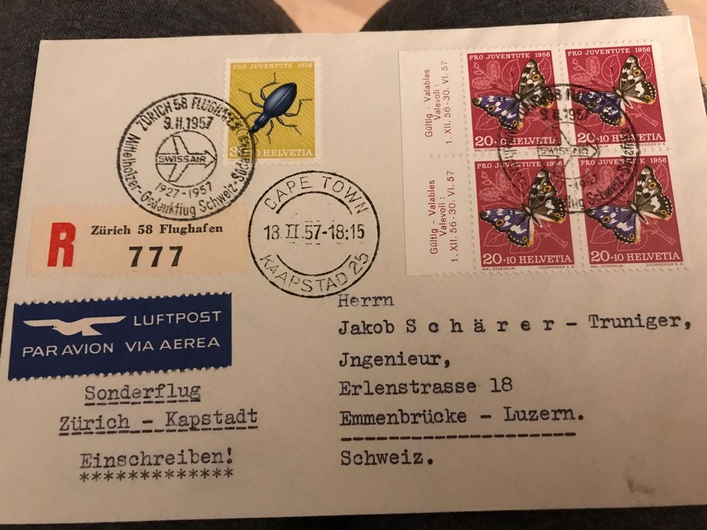 Schweizer Flugpost Karte 1957 (Gebraucht) in Flawil für CHF 1 – mit Lieferung auf Ricardo kaufen