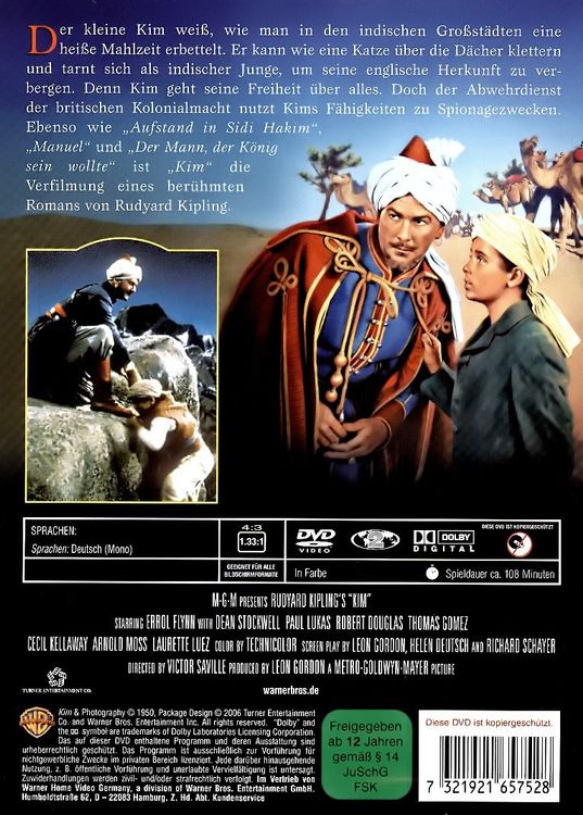 Kim - Geheimdienst in Indien (1950) Errol Flynn/DVD/RAR (Neu (gemäss Beschreibung)) in ...