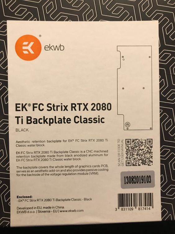 EKWB Backplate Classic für Asus Rog Strix 2080 Ti | Kaufen auf Ricardo
