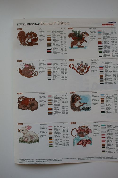 Stickkarte Current Critters für Bernina Artista (Gebraucht) in ...