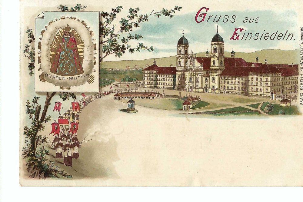 GRUSS AUS EINSIEDELN Litho 1906, Franz Schemm Nürnberg (Gebraucht) in Thun für CHF 8.8 – mit ...