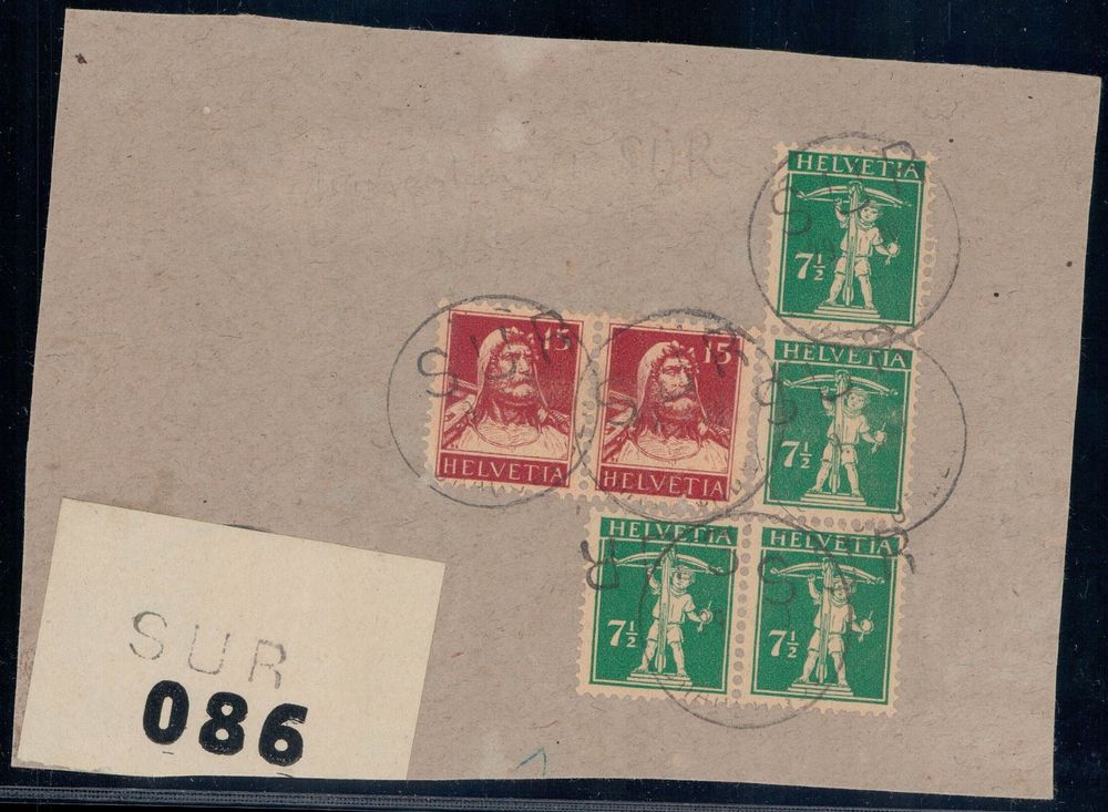 Tellenausgaben, Paketausschnitt mit Balkenstempel SUR (Gebraucht) in ...