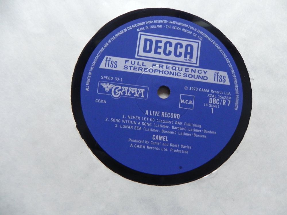 Doppel LP brit. progressiv Rock Band Camel 1978 A Live Rec. (Gebraucht ...