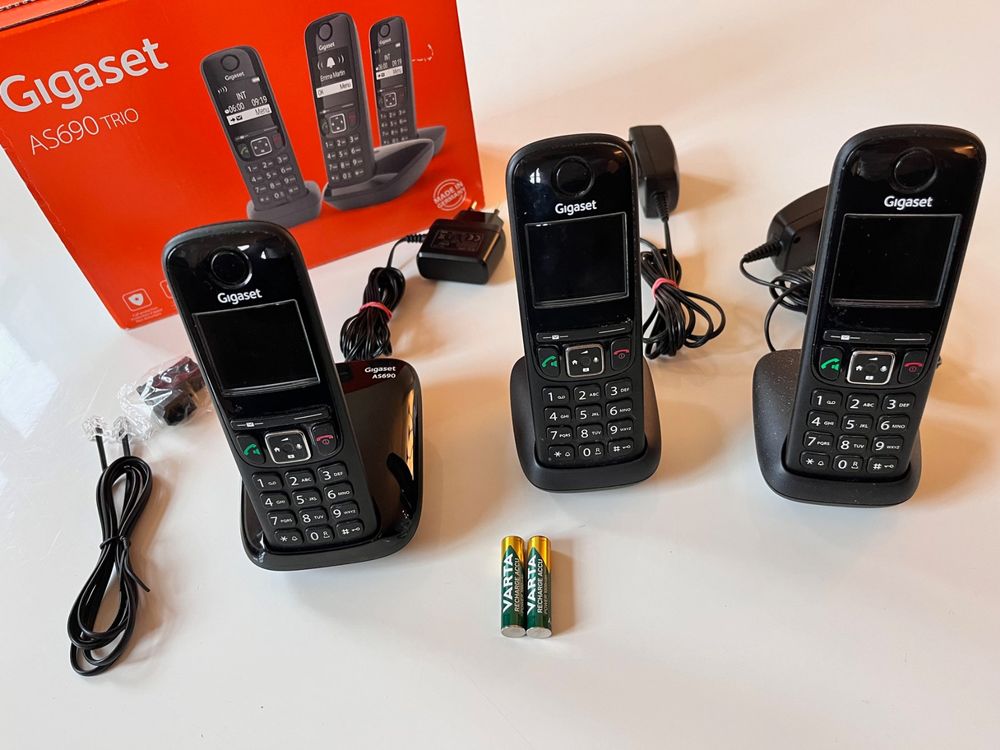 Gigaset AS690 TRIO (3x AS690H, 2x Ladeschale, 1x Basis) (Gebraucht) in Zürich für CHF 3 – mit ...