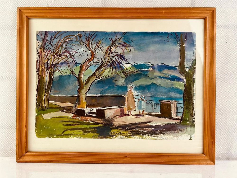 Traumhafte Seepromenade, Aquarell | Kaufen auf Ricardo