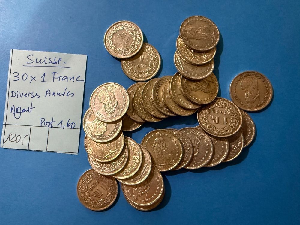 30 X 1 FRANC ARGENT- ( diverses années ) (D'occasion) à genève pour CHF 135 – avec livraison ...