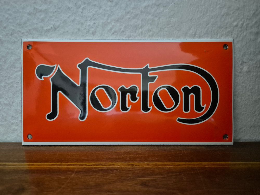 Emailschild Norton Motorcycles Logo Emaille Schild Reklame (Neu (gemäss ...