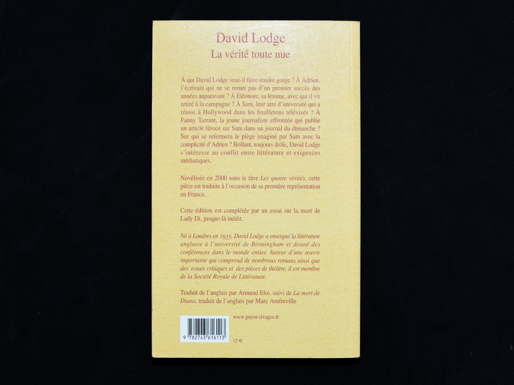 David Lodge - La Vérité toute nue (théâtre) (D'occasion) à Belmont-sur ...