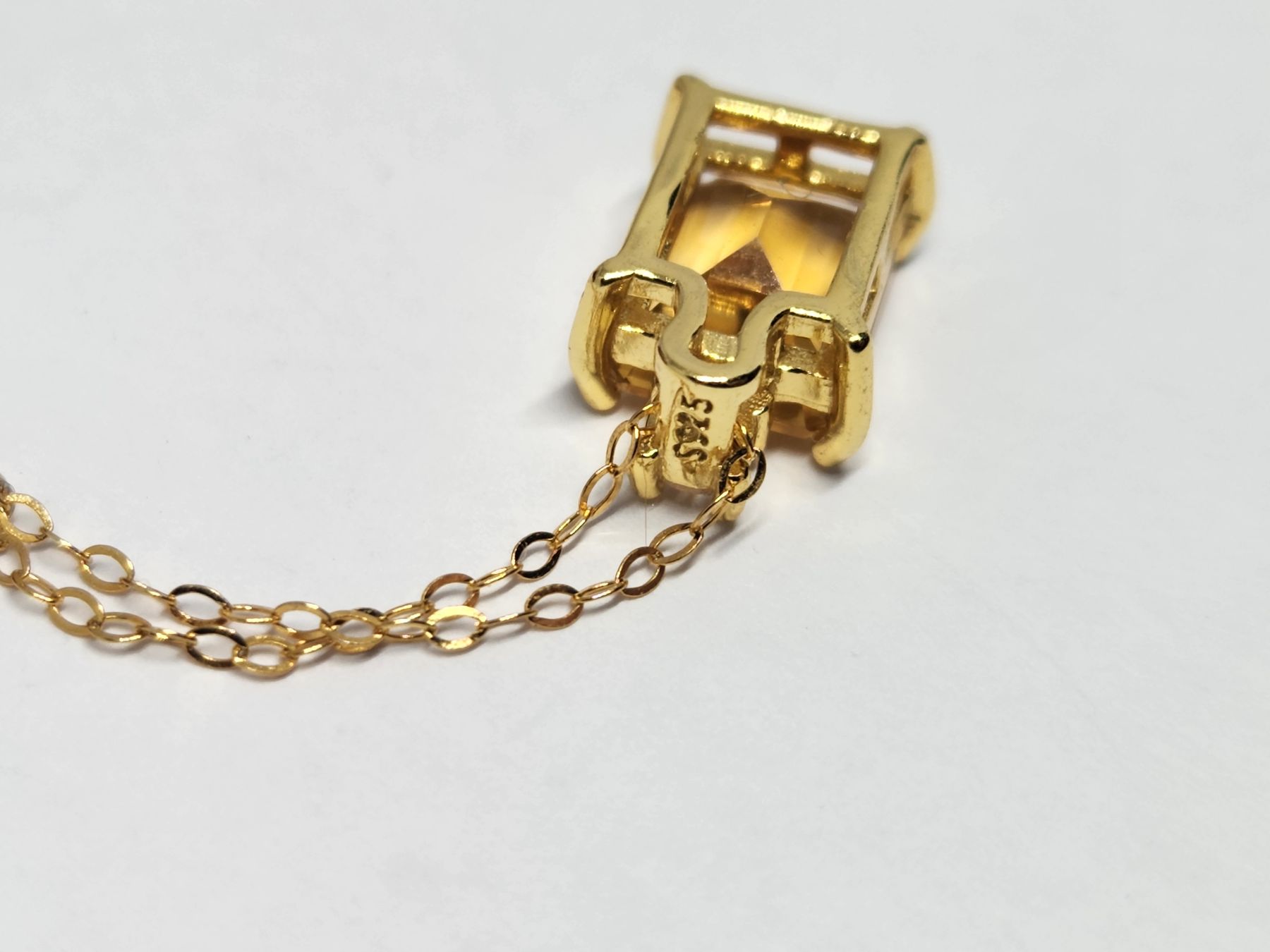 Citrin Anhänger und Diamant immitat und goldene Kette 925 (Neu (gemäss ...