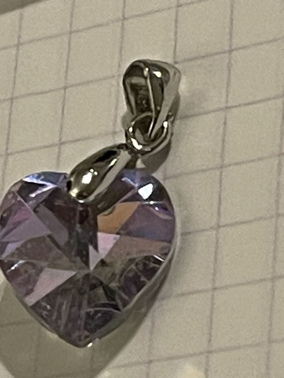 Pendentif plaqué or 18 carats blanc pierre cristal bon état (D'occasion ...