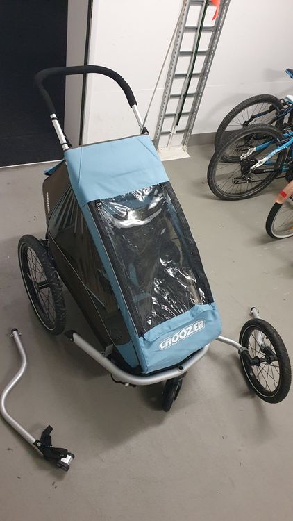 CROOZER 3in1 trailer Kid Plus for 1 sky blue/ brown (Gebraucht) in ...