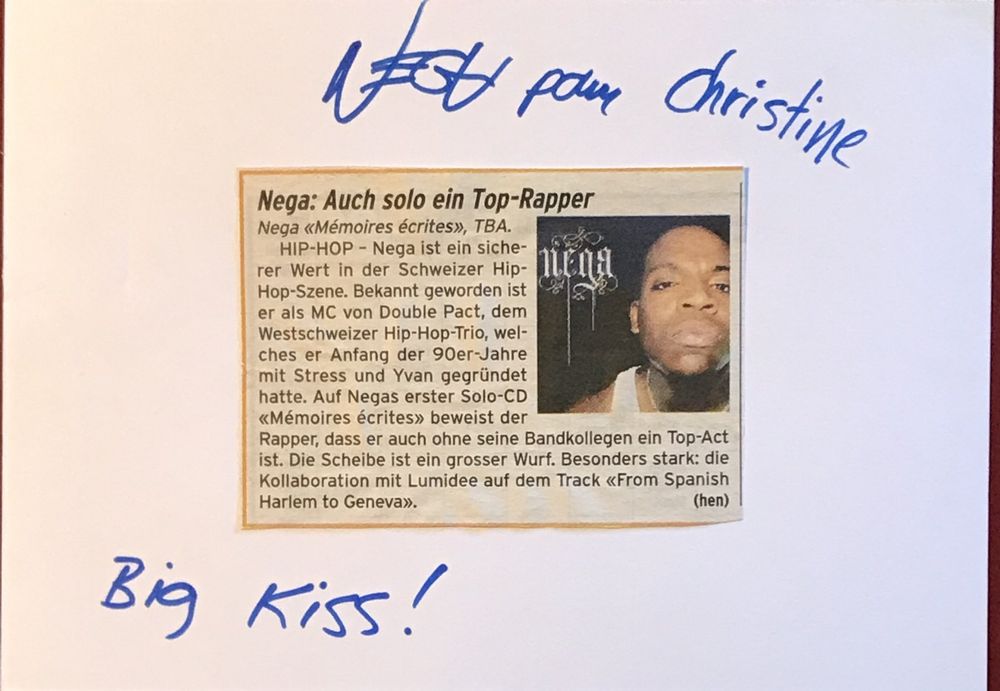 Nega Schweizer Rapper Autogramm Karte mit Bild 10x15cm (Gebraucht) in ...