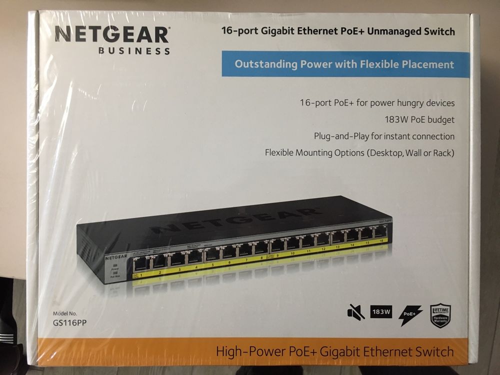 NETGEAR 16-Port Gigabit Ethernet Unmanaged Switch (GS116PP) (Neu und ...