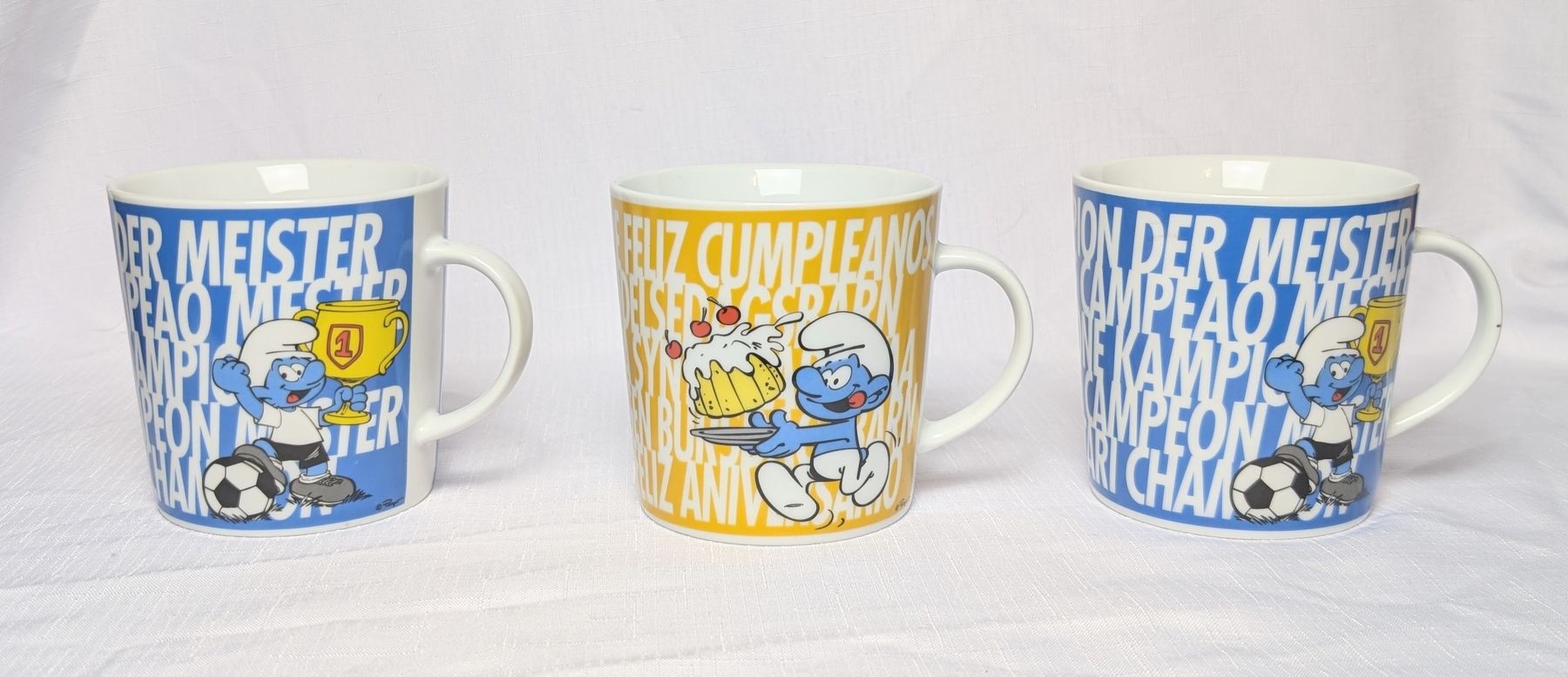 3x Schlumpf Tassen - i Puffi - Pitufo - Smurf - Schtroumpf (Neu (gemäss ...