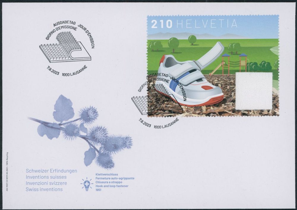 2023 - Klettverschluss - Blockausschnitt - FDC ET (Gebraucht) in Schindellegi für CHF 6.8 – mit ...