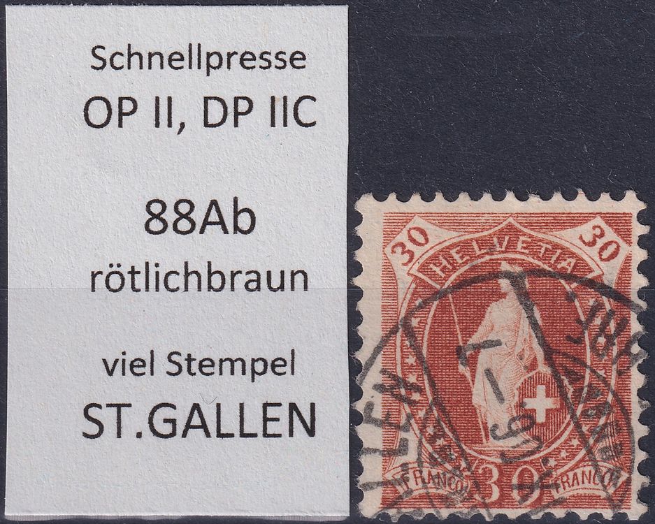 88A.b mit sauberem Orts-Stempel St.GALLEN +Expertise (Gebraucht) in Sursee für CHF 5 – mit ...