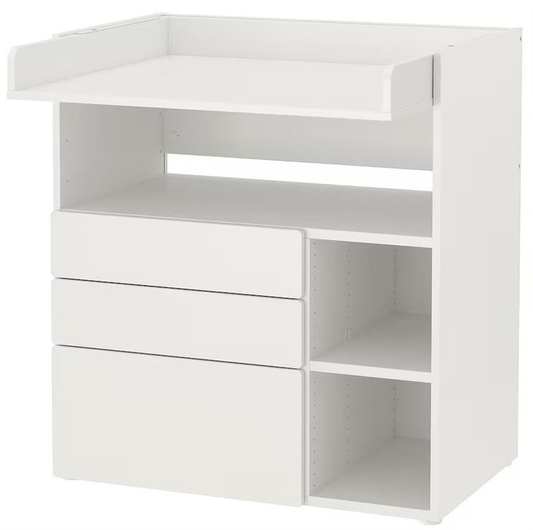 Wickeltisch SMÅSTAD, weiß weiß/3 Schubladen, 90x79x100 cm (Gebraucht ...
