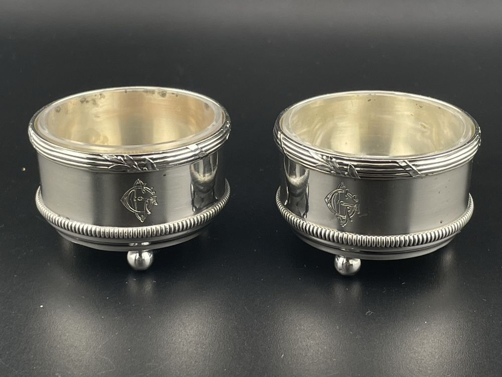 Puiforcat Paris - 950 Silber FRA - Paar Salztöpfe Kreuzband (Gebraucht ...