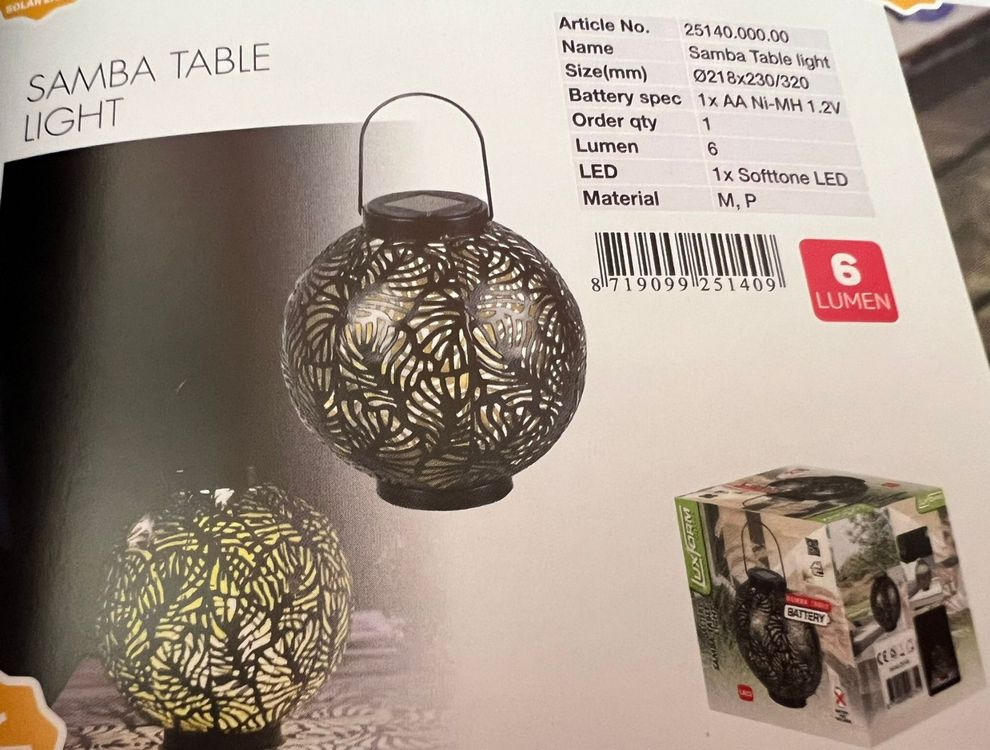Solarlampe Samba Table Light (Neu und originalverpackt) in Egg b ...