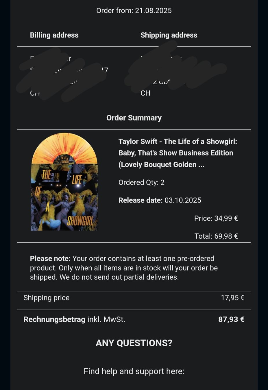 Taylor Swift - The Life of a Showgirl Vinyl - OV (Neu und ...