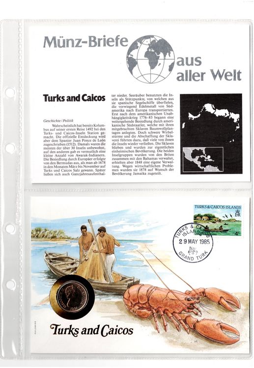Turks und Caicos_1985_Münzbrief mit Beschreibung (Gebraucht) in Hombrechtikon für CHF 1 – mit ...