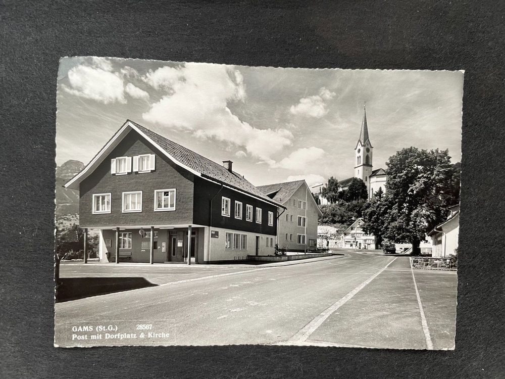 AK Gams SG, Post, Dorfplatz und Kirche (Gebraucht) in Thal für CHF 7 – mit Lieferung auf Ricardo ...