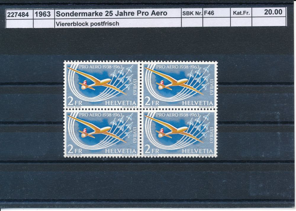 1963 "25 Jahre Pro Aero - Silbervogel", Viererblock ** (Neu (gemäss Beschreibung)) in Winterthur ...