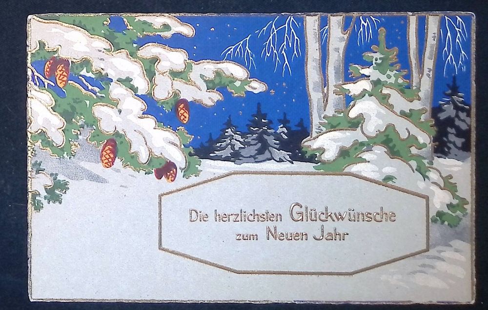 Kitschkarte Neujahrsgrüsse geprägt gel 1931 (Gebraucht) in Russo für ...