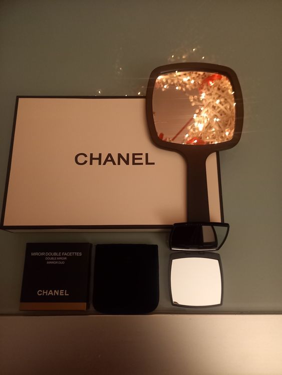 Chanel Neu Handspiegel schwarz mit Taschenspiegel schwarz (Neu und ...