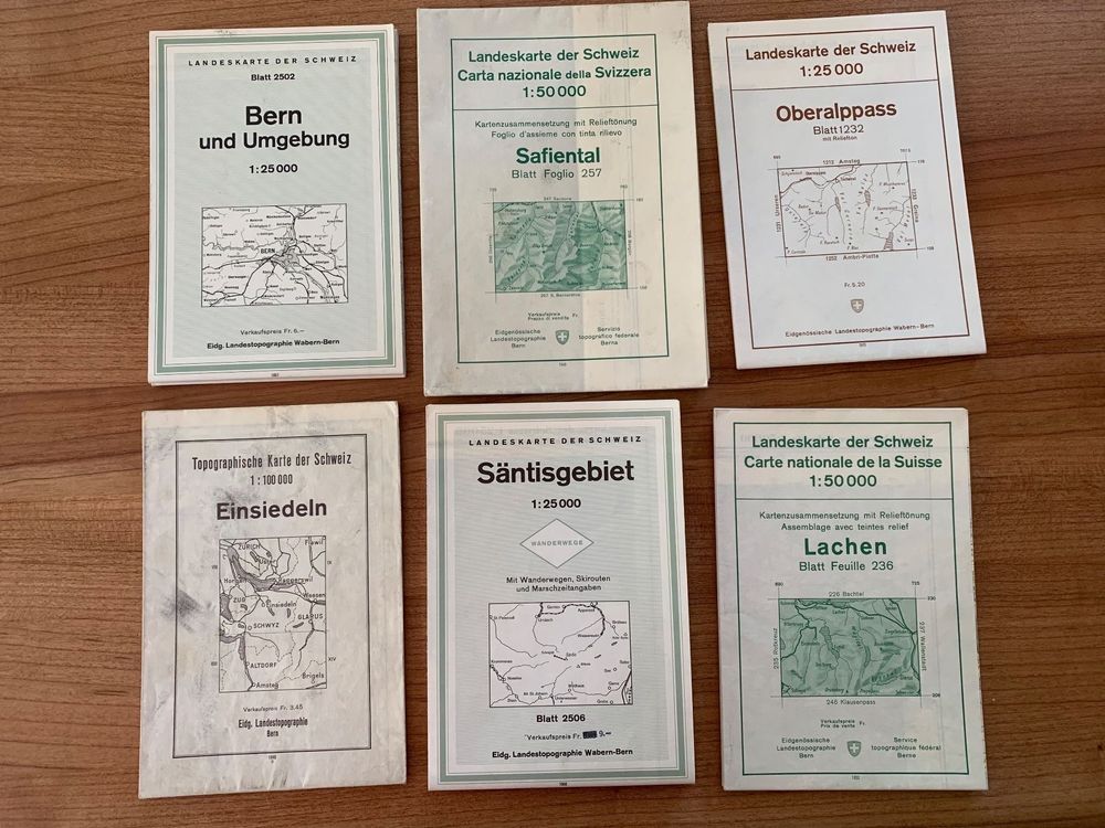 Landeskarten der Schweiz, 6 verschiedene Regionen (Gebraucht) in Zürich ...