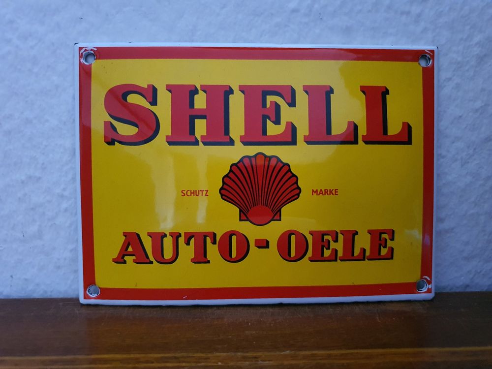 Emailschild Shell Tankstelle Zapfsäule Logo Emaille Schild | Kaufen auf ...