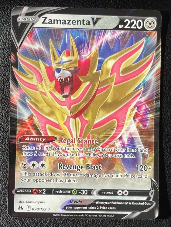 Zamazenta V 098/159 Pokémon Crown Zenith Ultra Rare ab 1 (Neuf (Voir ...
