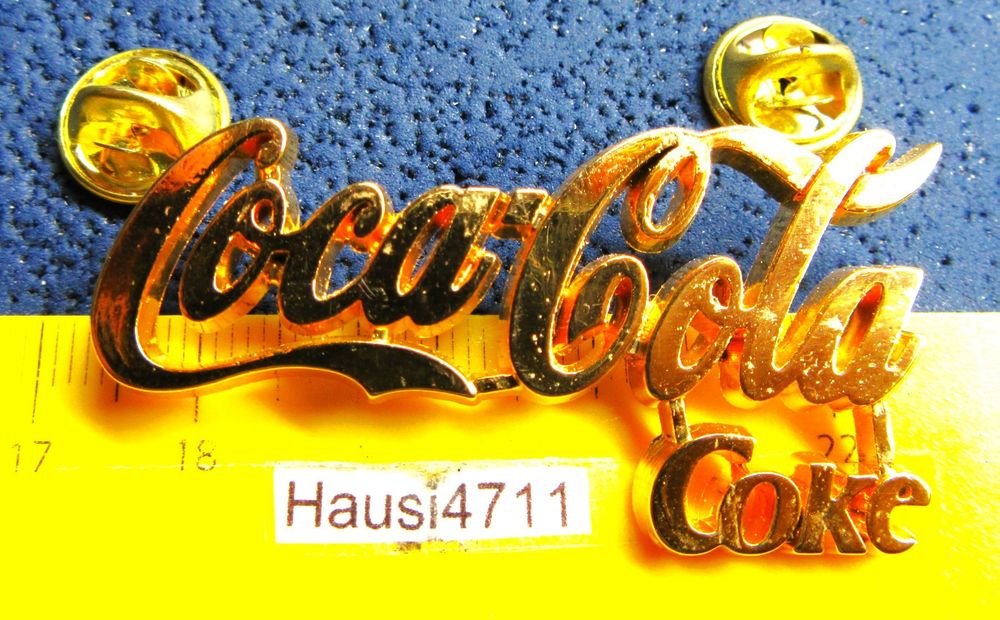 COCA-COLA COKE EMBLEM LOGO SCHRIFTZUG CUT-OUT 2NÄGEL-PIN55mm (Gebraucht ...