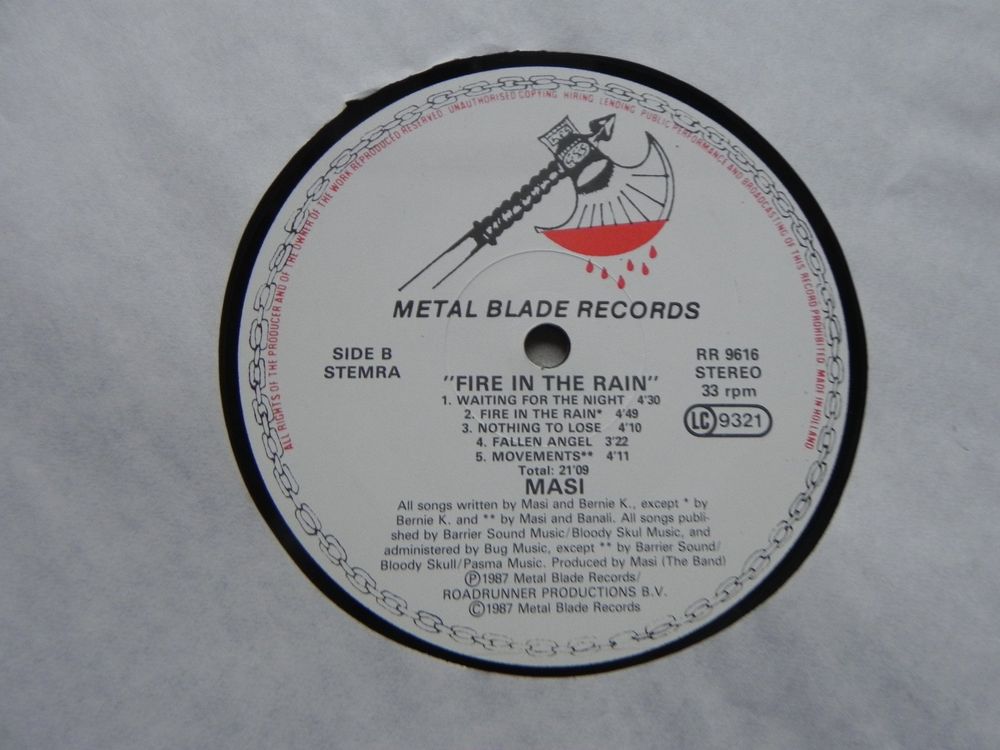 LP Italien Heavy Metal Band Masi 1987 Fire in the Rain | Acheter sur ...