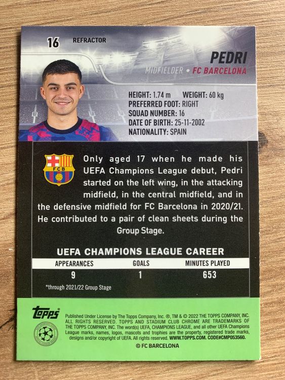 Soccer Pedri REFRACTOR Topps Stadium Club Chrome 2022 🔥 (Gebraucht) in ...
