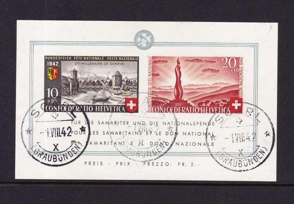 Briefmarken Block "Pro Patria" 1942 (Gebraucht) in Münchwilen AG für CHF 29 – mit Lieferung auf ...